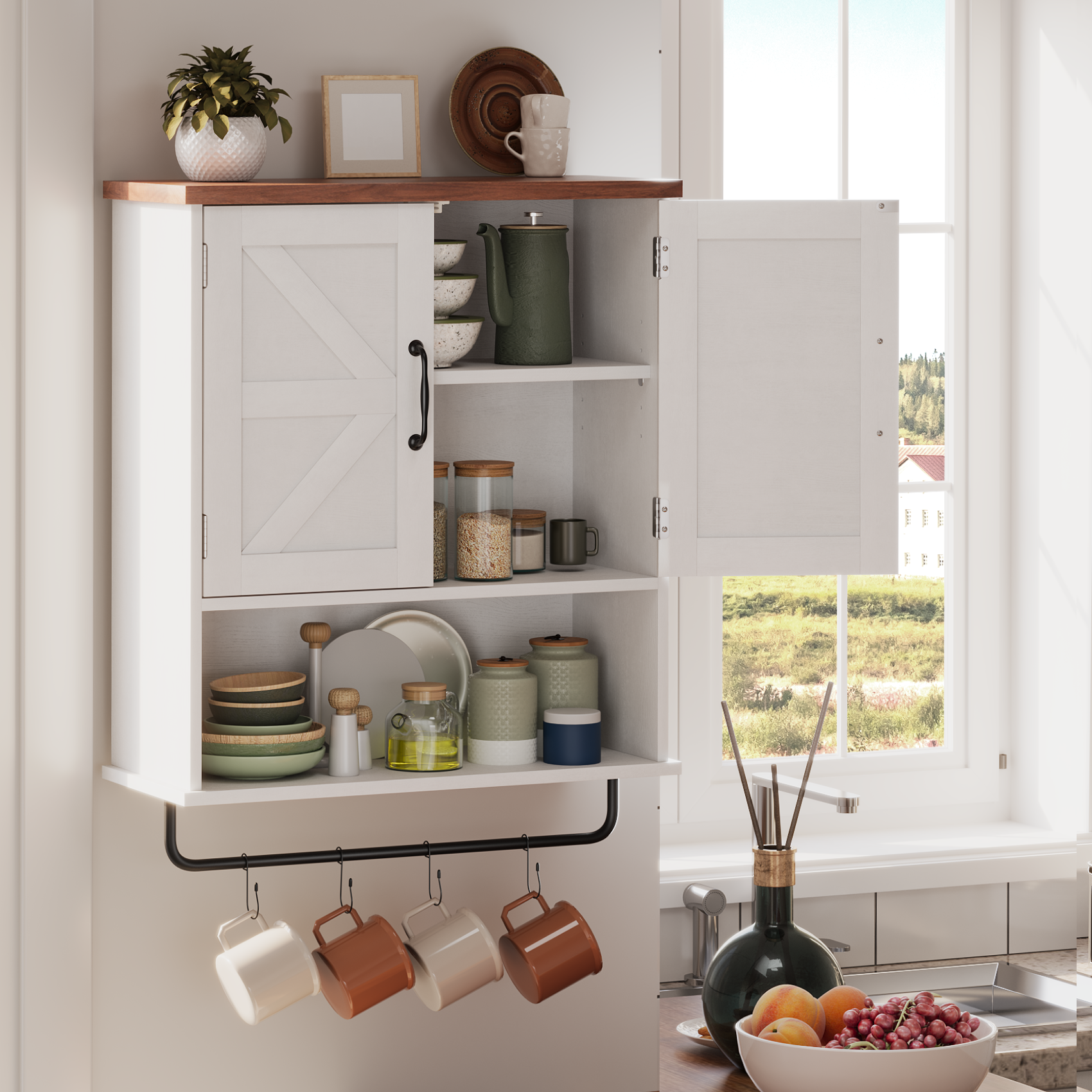Smuxee Bathroom Storage with Adjustable Bathroom Shelf and Emovable Ho ...